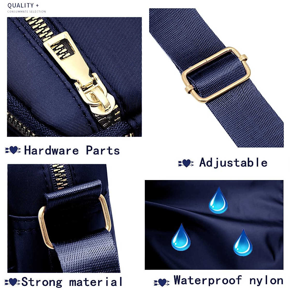 DIHKLCIO Nylon Crossbody Bags for Women Purses and Handbags Women's Casual Messenger Bags Waterproof Black Crossbody Purse (deep blue)