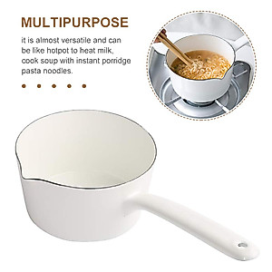 1.2L Enamel Milk Pan, Nonstick Saucepan Melting Coffee Milk Boiling Porridge Soup Saucepan Gas Stove Enamel Pot | Mini Butter Warmer, Enamelware Saucepan Pan for Home Kitchen Restaurant(white)