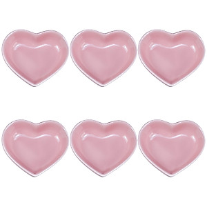 Gaolinci Heart-Shaped Multipurpose Ceramic Sauce Dish Seasoning Dishes Sushi Dipping Bowl Appetizer Plates Serving Dish Saucers Bowl(Set of 6), Multiple Colour