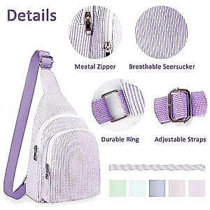 GFU Sling Bag, Crossbody Sling Bag for Men Women, Lightweight Small Seersucker Sling Backpack, Summer Crossbody Shoulder Bag, Breathable Chest Bag Daypack