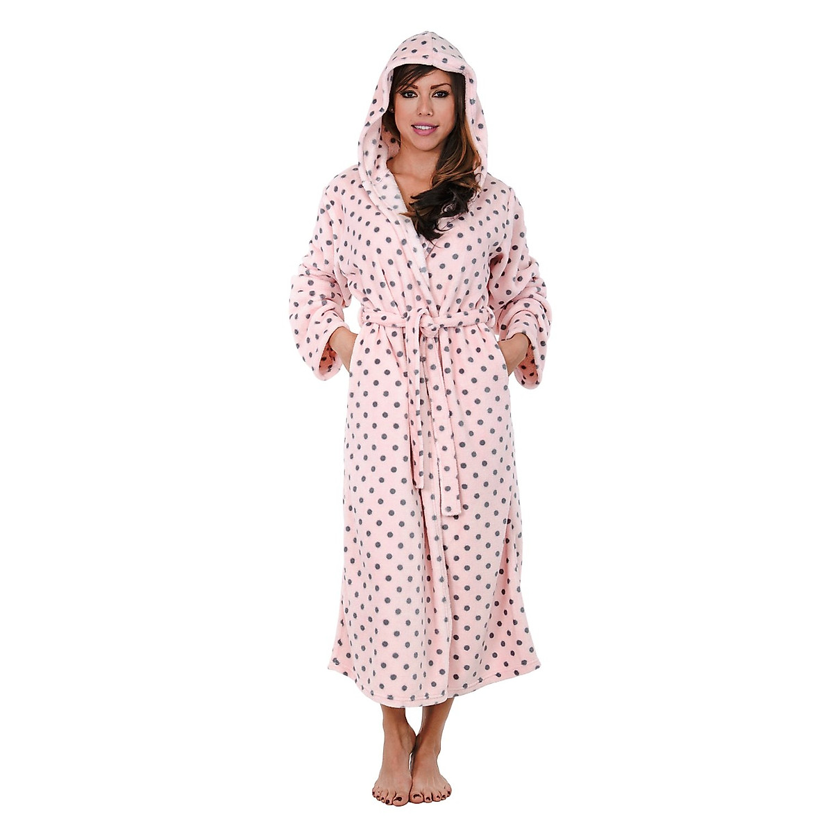Hoodie Robe Plush Hooded Robe Spa Bathrobe Hoody Robe Long Robe