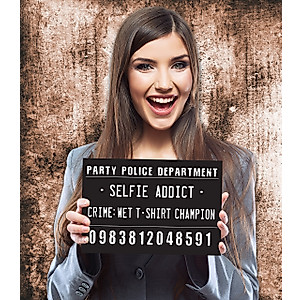20 Funny Mugshot Signs (Black & White) - Selfie Photo Booth Prop Party Supplies for Bachelorette Party Games, Bridal Shower, Girls Night Out, Birthday, Wedding, Event Decoration Idea - Haute Soiree