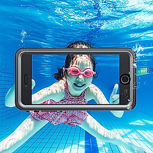 AMILIFECASES iPhone 7/8 Plus Waterproof Case - Shockproof, Sandproof, Dirtproof IP68, Full Body Protection, Black/Clear