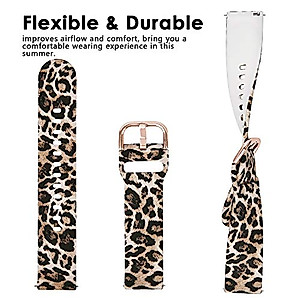 VIGOSS Strap Compatible with Galaxy Watch 5 40mm /44mm /Pro 45mm/ 4 bands /42mm bands/Active 2 40mm/44mm Band 20mm Soft Silicone Replacement for Samsung Galaxy Watch 42mm/Active/Active 2 40mm/44mm Leopard Print