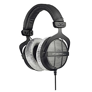 beyerdynamic DT 990 PRO Over-Ear Studio Headphones in black. Open construction, wired (Renewed)