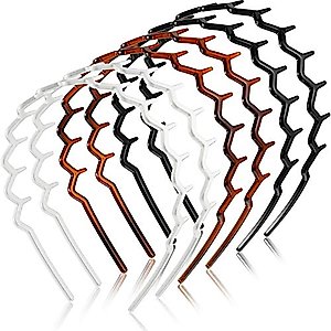 Chuangdi 6 Pieces Zigzag Headband Plastic Shark Tooth Hair Comb Hairband Zig Zag Headband Plastic Wavy teeth Hair Hoop Accessory for Women Lady Girl(Black, White, Brown,Fresh Style)