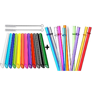ALINK 10 Triatan Reusable Straws + 12 Reusable Boba Tea Straws