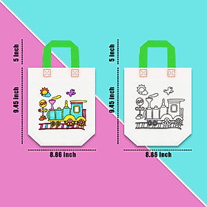 24 Pieces Cute Coloring Goodie Bags Birthday Reusable Party Favor Bags Cartoon Carnival Animals Craft Bags Color Your Own Bag for DIY Painting Birthday Party Gifts or Art Party Favors Supplies