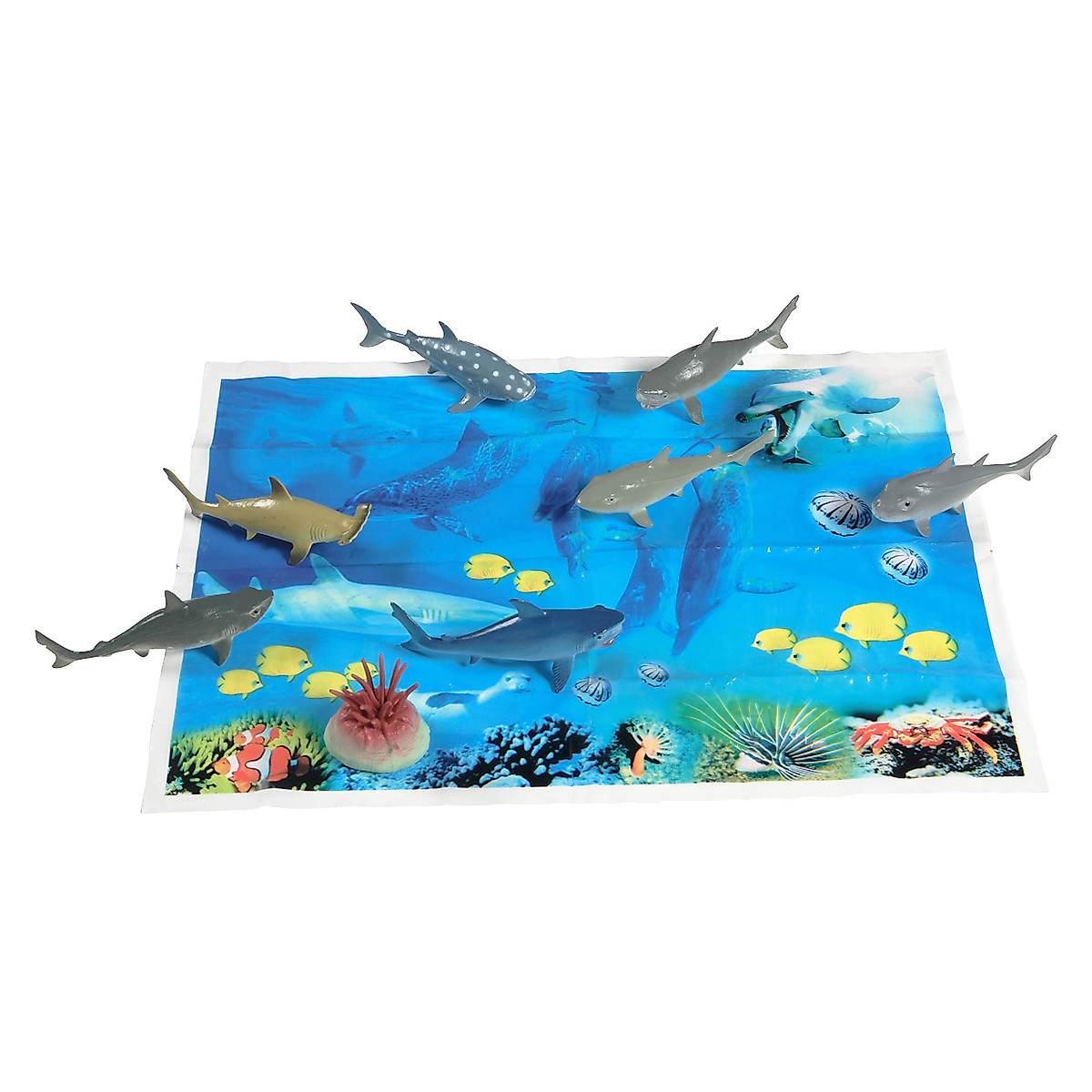 WARM FUZZY Toys Kids Tub of 7 Realistic Shark Figurines, 1 Tub & Playmat - Engaging Educational Playtime - Ultimate Fun & Learning Experience for Home or Classroom (Ages 3+)