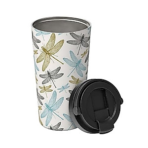 WANGXUEE simple dragonfly Print 500ml Stainless Steel Travel Tumbler Double Wall Vacuum Insulated Coffee Mug