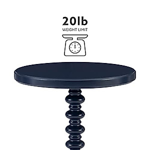 Powell Navy Blue Tarkin Round Turned Spindle Pedestal Side Accent Table