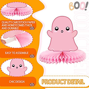 Eersida 12 Pcs Pink Halloween Table Honeycomb Centerpieces Halloween Baby Shower Decorations Pumpkin Bat Spider Halloween Birthday Table Toppers for Halloween Baby Shower Party Table Decorations