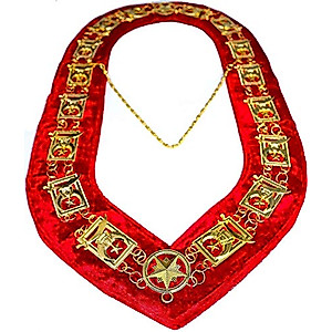 DEURA Masonic Collar Shriners Shriner's GOLD PLATED // RED BACKING DMR-600GR