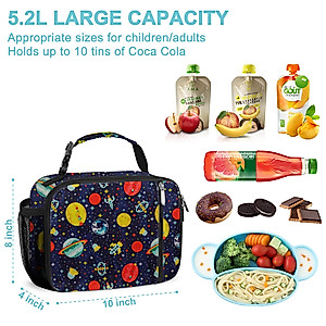 esouler Lunch Box Kids Insulated Lunch Bag for Boys & Girls Durable Children Lunchbox for School with Water Bottle Holder-Space