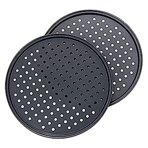 Jteyult 11 Inch Personal Perforated Pizza Pans Carbon Steel with Coating Easy to Clean Pizza Baking Tray