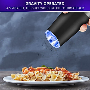 2Pcs Electric Salt and Pepper Grinder Set - Electric Pepper Grinder Automatic Salt and Pepper Grinder Set Electric Salt and Pepper Shakers - Gravity Electric Salt and Pepper Grinder Set Salt Grinder