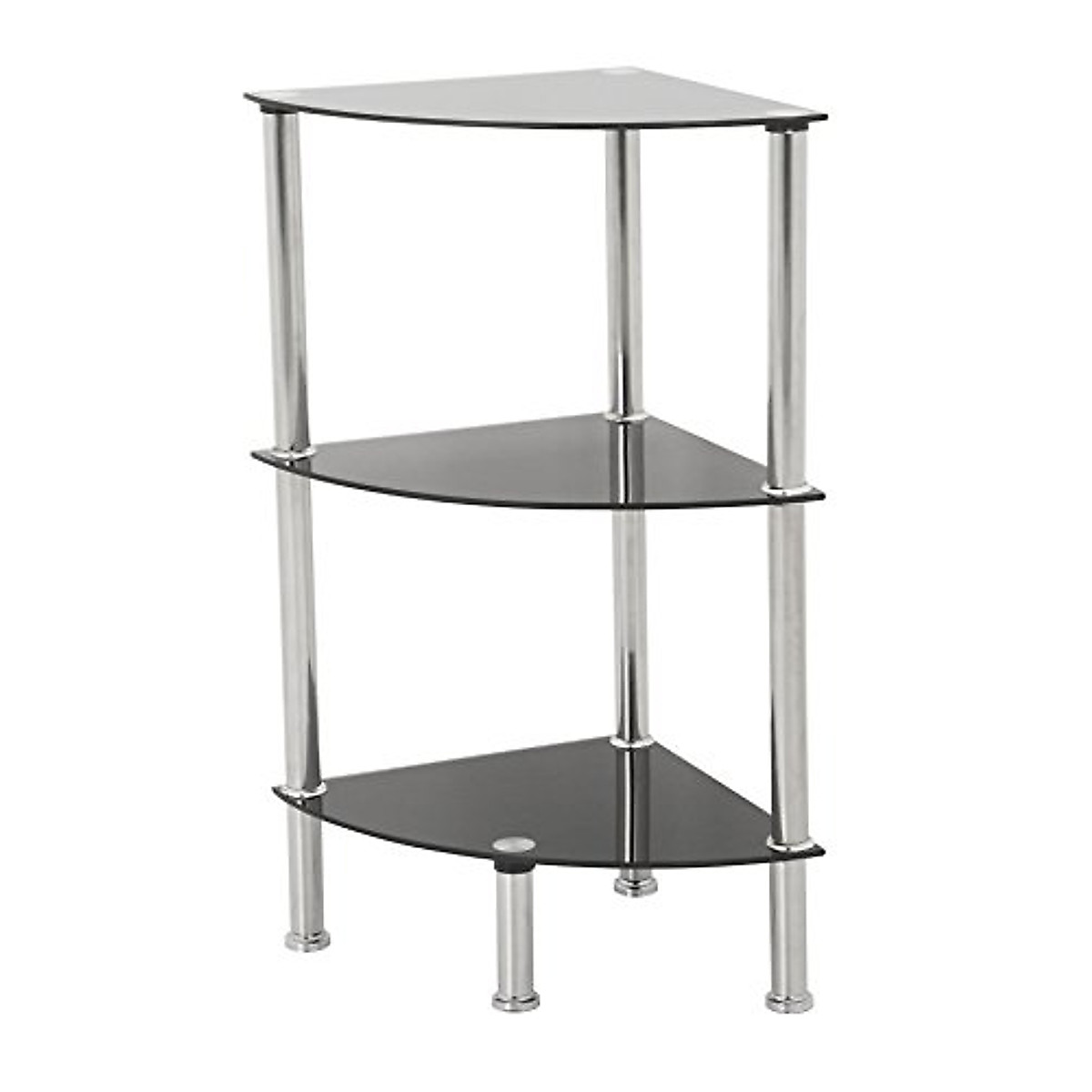 AVF S53-A Corner 3 Tier Shelving Unit in Black Glass & Chrome