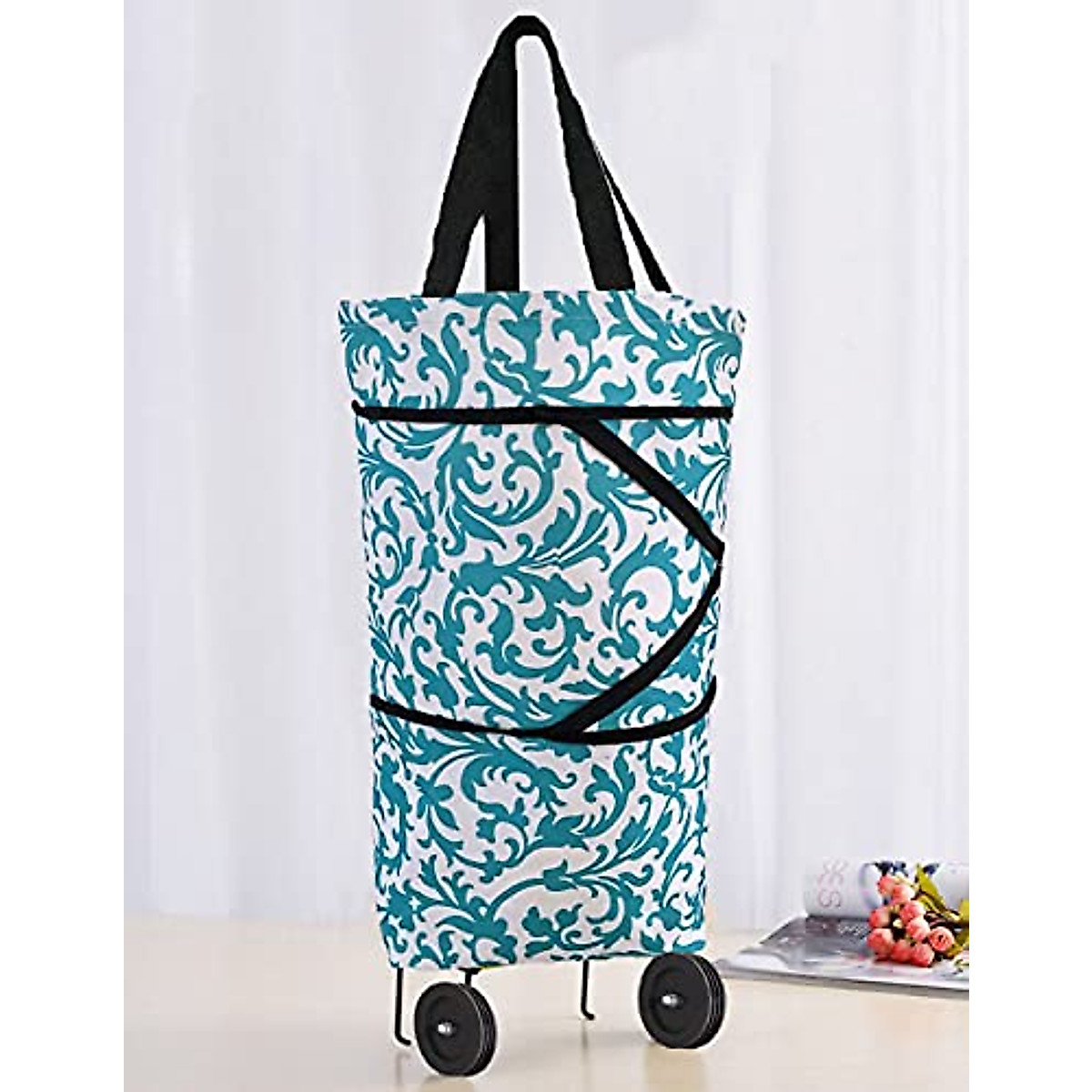 Foldable Shopping Bag with Wheels Collapsible Shopping Cart Shopping Trolley Bag on Wheels Collapsible Trolley Bags Reusable Grocery Bags Travel Bag (B0B1CZHY8G)