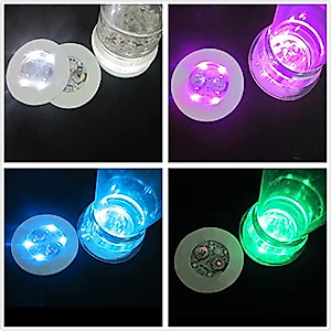 AUSTUFF LED Coaster, 25 Pack Light Up Coasters for Drinks, Liquor Bottle Light Stickers Coasters, Flash Light Up Bar Coaster for Club, Bar, Party, Wedding Decor(Multicolor)