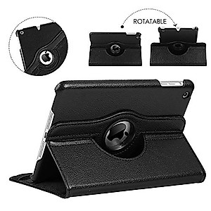 LayYun iPad Mini 1/2/3 Case - 360 Degree Rotating Stand Smart Cover Case with Auto Sleep/Wake Feature for Apple iPad Mini 1 / iPad Mini 2 / iPad Mini 3 … (Black 04)