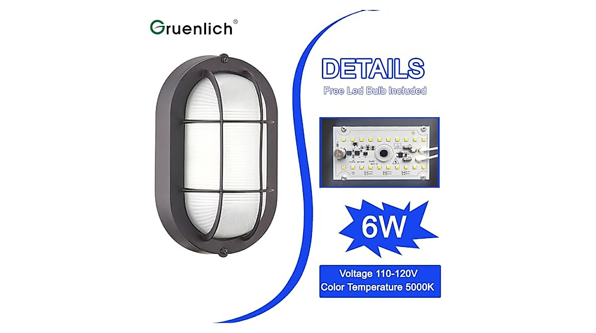 Gruenlich LED Bulkhead Light - Dimmable & Waterproof