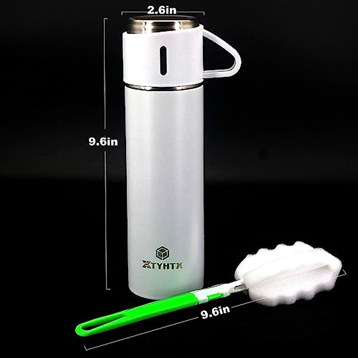 XTYHTX Thermos Bottle Coffee Cup,Vacuum-Insulated Beverage Bottle with Handle,Stainless Steel Thermo Leak-Proof for Coffee, Tea, Water, Hot or Cold, 17oz (White)