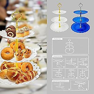 2 Set of Plastic 3-Tier Cupcake Stand Cupcake Holder,Desert Stands Set,Tiered Serving Tray, Cupcake Tower Display Dessert Cookie Candy Buffet Holder for Tea Party, Baby Shower and Wedding Carnival