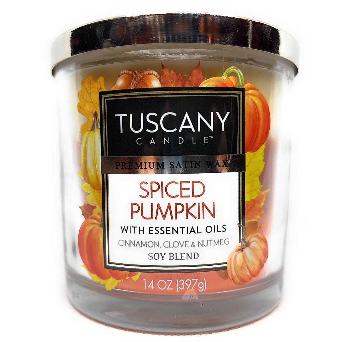 Tuscany Candle Premium Satin Wax Spiced Pumpkin 14 Ounce Jar Candle