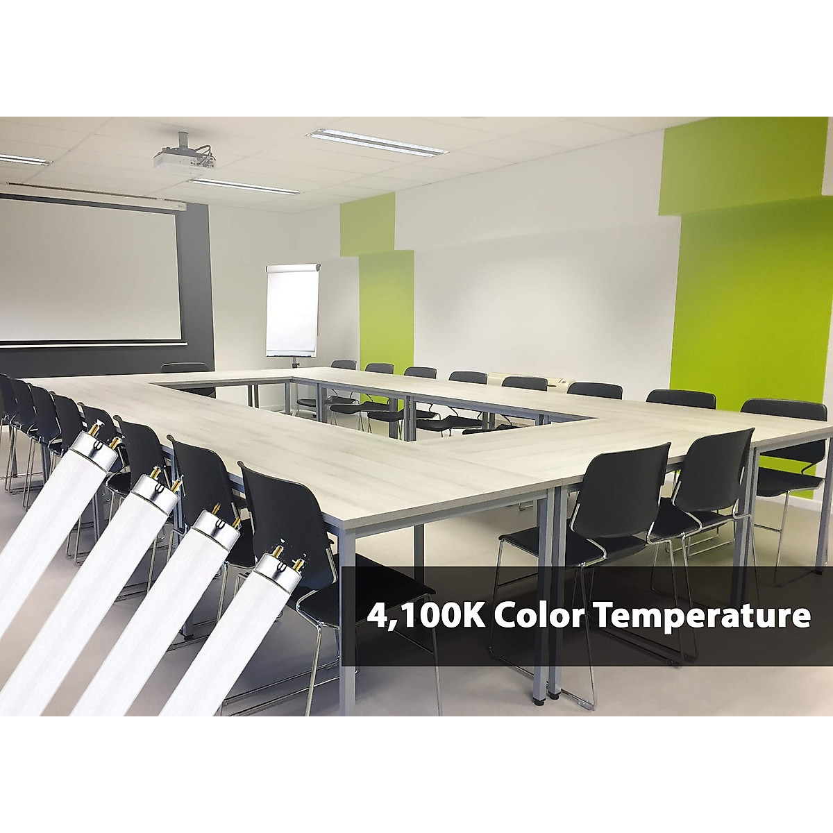 DYSMIO Lighting F17T8-CW 17 Watt T8 Straight Tube, Medium Bi-Pin Base, 4100K - Cool White 1450 Lumens Pack of 4