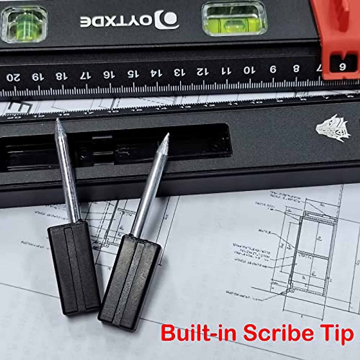 14 Inch Miter Saw Protractor Angle Finder Tools Angle Measuring Tool, Carpenter Tools 4 in 1 Compass, Multifunction Carpenter Tools Level Picture Hanging Tool Gifts for Men Husband Grandpa Dad