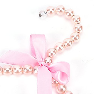 Eyomii 2 Pcs Pearl Bow Clothes Clothing Hangers Cute Small Pearl Hanger Pet Clothes Hanger Pearl Beads Clothes Hangers for Hanging Small Dog Cat Dolls Baby Clothing.