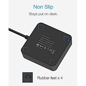 Power Strip with 3 USB 3 Outlet, Desktop Charging Station 5 ft Flat Plug Extension Cord, Small and Portable for Cruise Ship, Office, School, Black