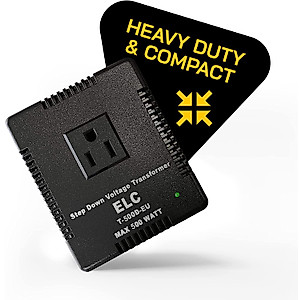 ELC 500-Watt Voltage Converter - Step Down - 220v to 110v / 240v to 120v Travel Power Converter - for Hair Straightener, Hair Dryer, Laptops and Chargers, CE Certified [3-Years Warranty]