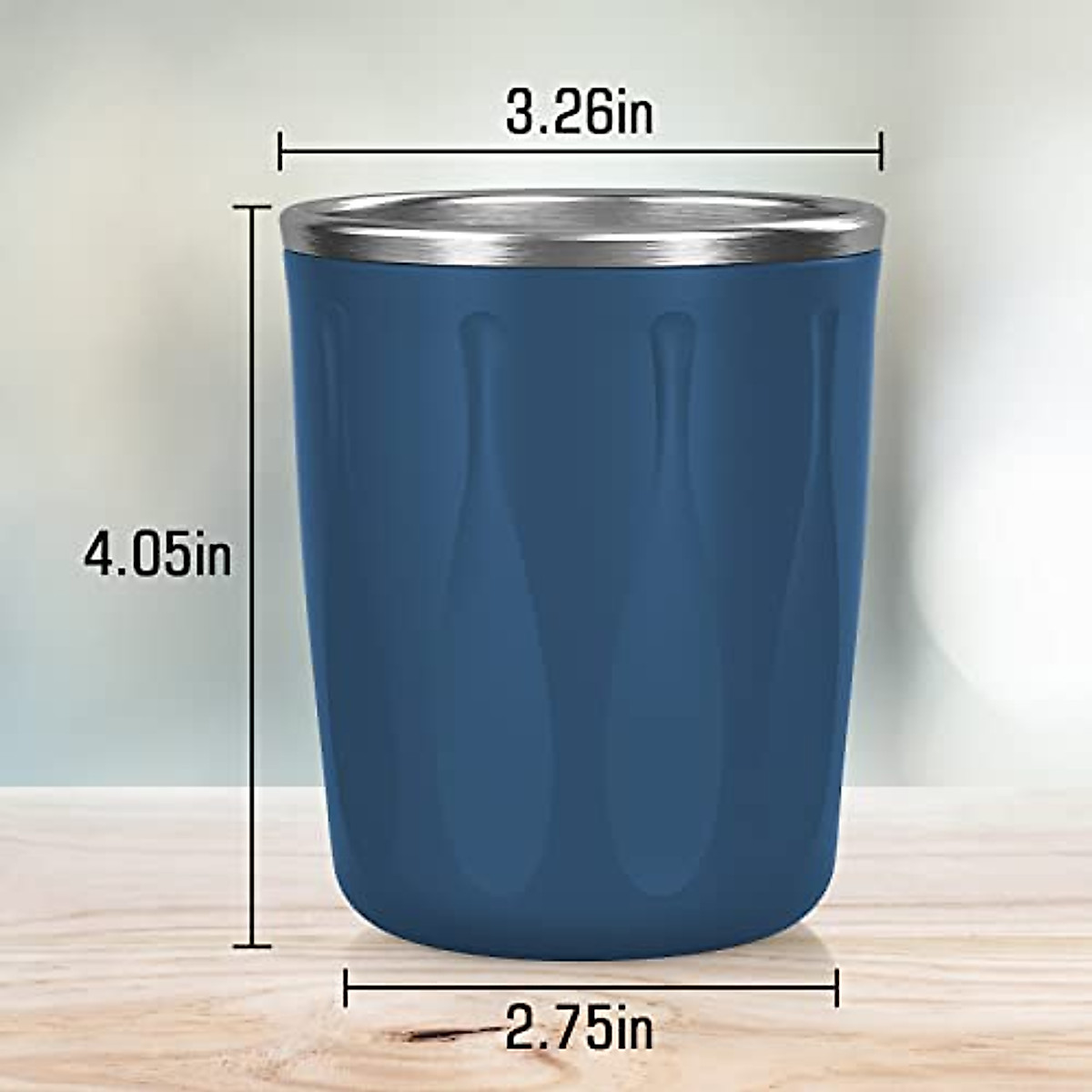 Rhovam Cooling Cup with Lid for Wine/Whisky/Beverages, 8.5 Oz Double Walled Silicone + Stainless Steel Freezable Drink Set of 1 (Blue)