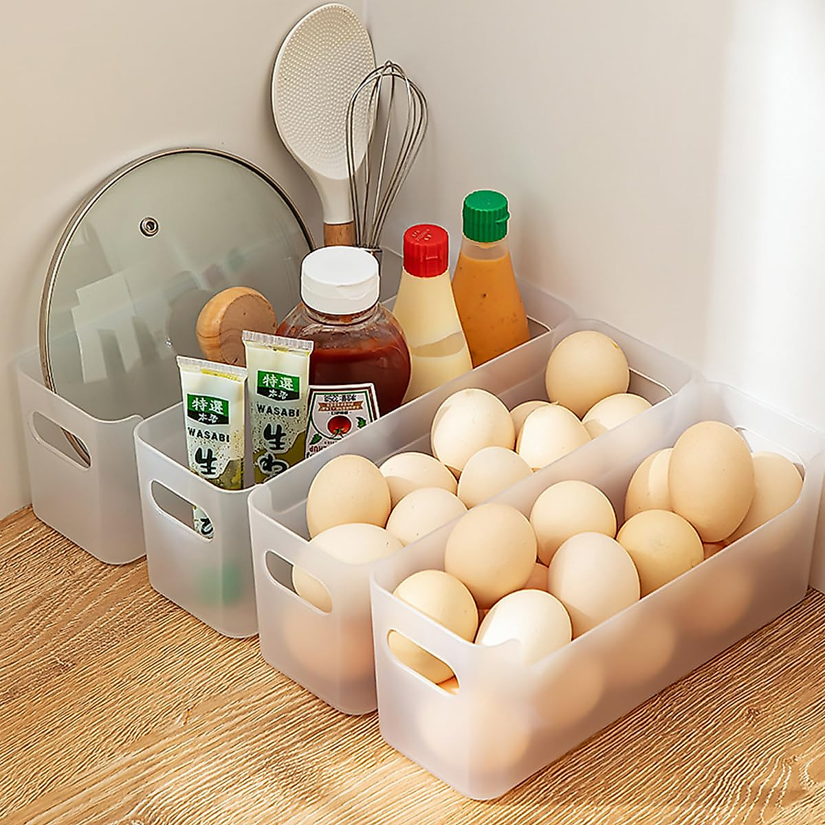 2 Pcs Kitchen Cabinet Door Organizer, Adhesive Mount Inside Cabinet Door Storage, Under Sink Door Storage Shelf for Kitchen, Bathroom, Office, Garage, Craft Room (Transparent)