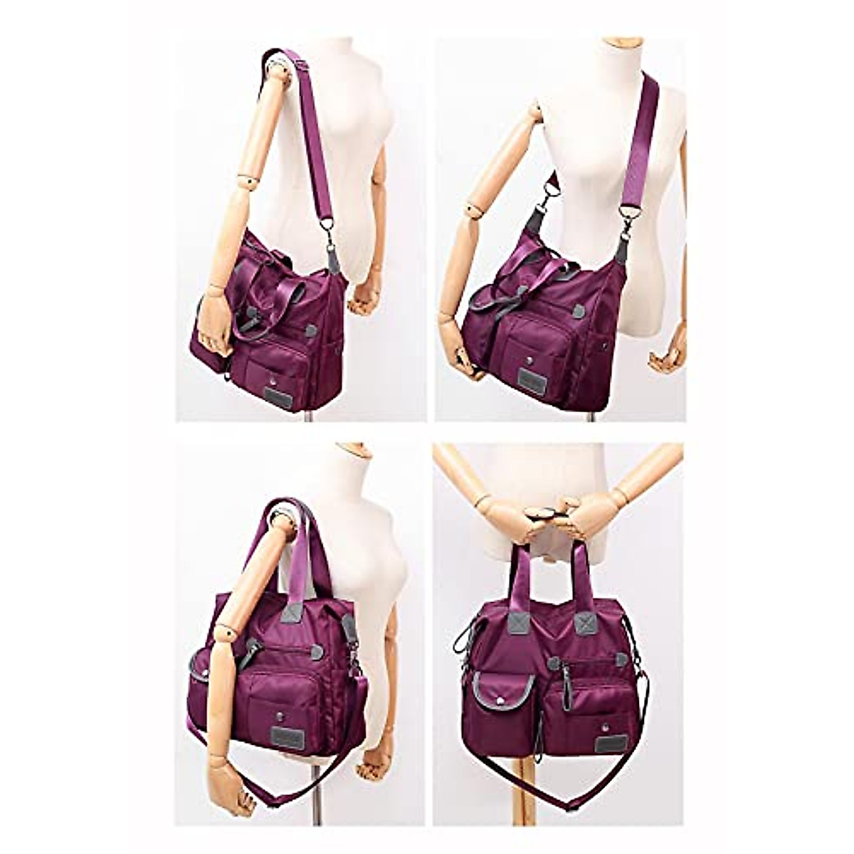 YAQUNICER Women Soft Casual Nylon Tote Satchel Diagonal Crossbody Shoulder Messenger Handbags Clutches-Blue