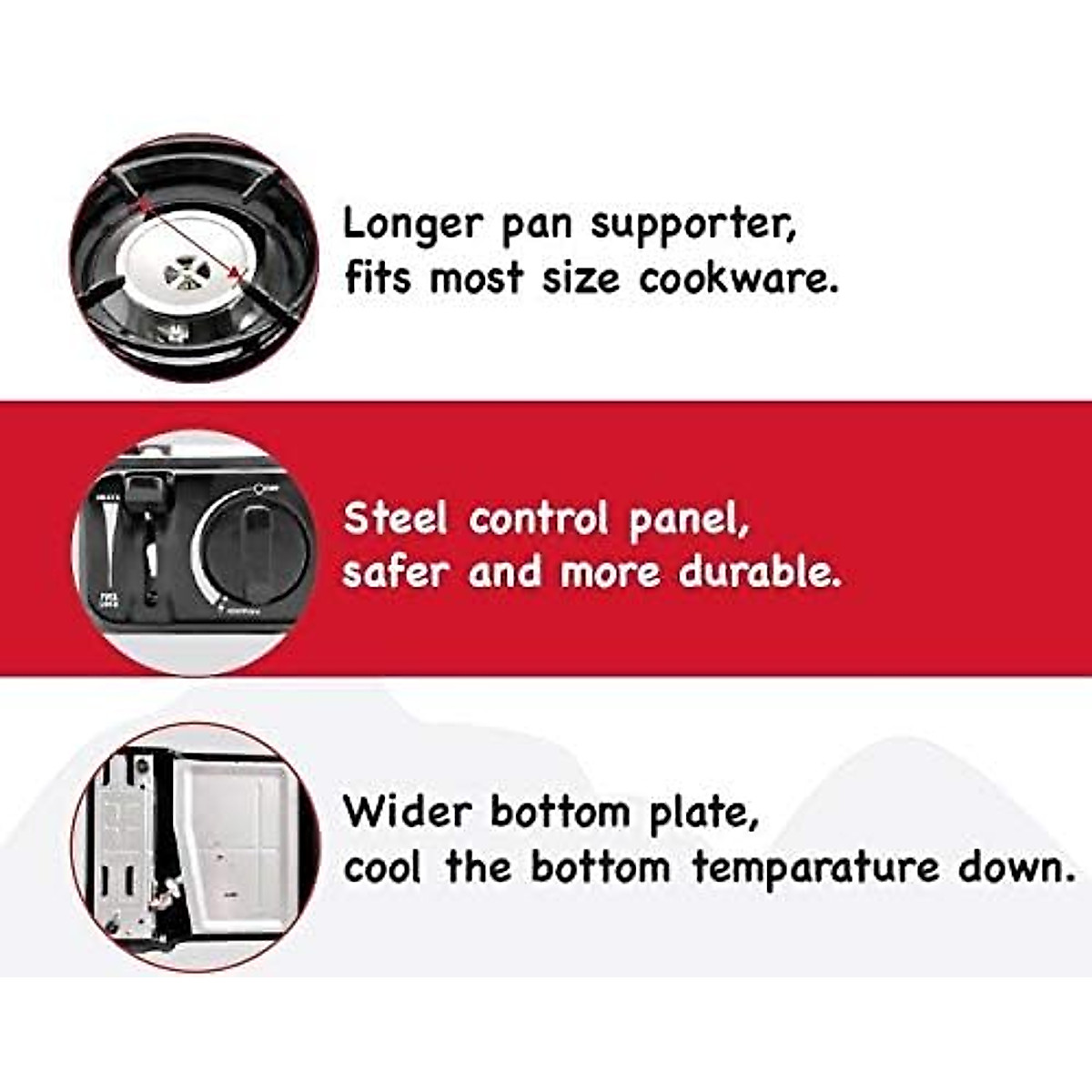 Max Gas Stove MS-2500 (Black), 8000 BTU, Camp Stove, with Carrying Case