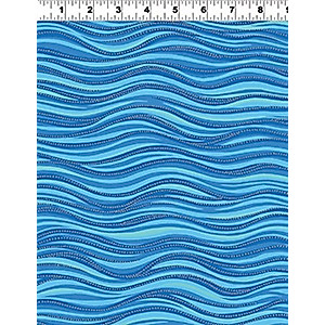 1 Yard Dark Blue Basic Wave by Laurel Burch Clothworks 100% Cotton Quilt Fabric Y1331-30M