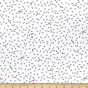 Kaufman Digital Chow Time Ants White, Quilting Fabric by the Yard