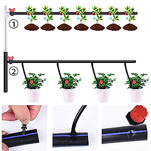 Lainrrew 100 Pcs 1/4Inch Micro Irrigation Drippers, 360 Degree Adjustable Irrigation Drippers Sprinklers Emitter Dripper for Drip Irrigation System Gardens Lawn (Red)