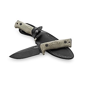 LionSTEEL T5 Fixed Blade T5B CVG Knife Niolox Stainless and Green Canvas Micarta Survival Knives