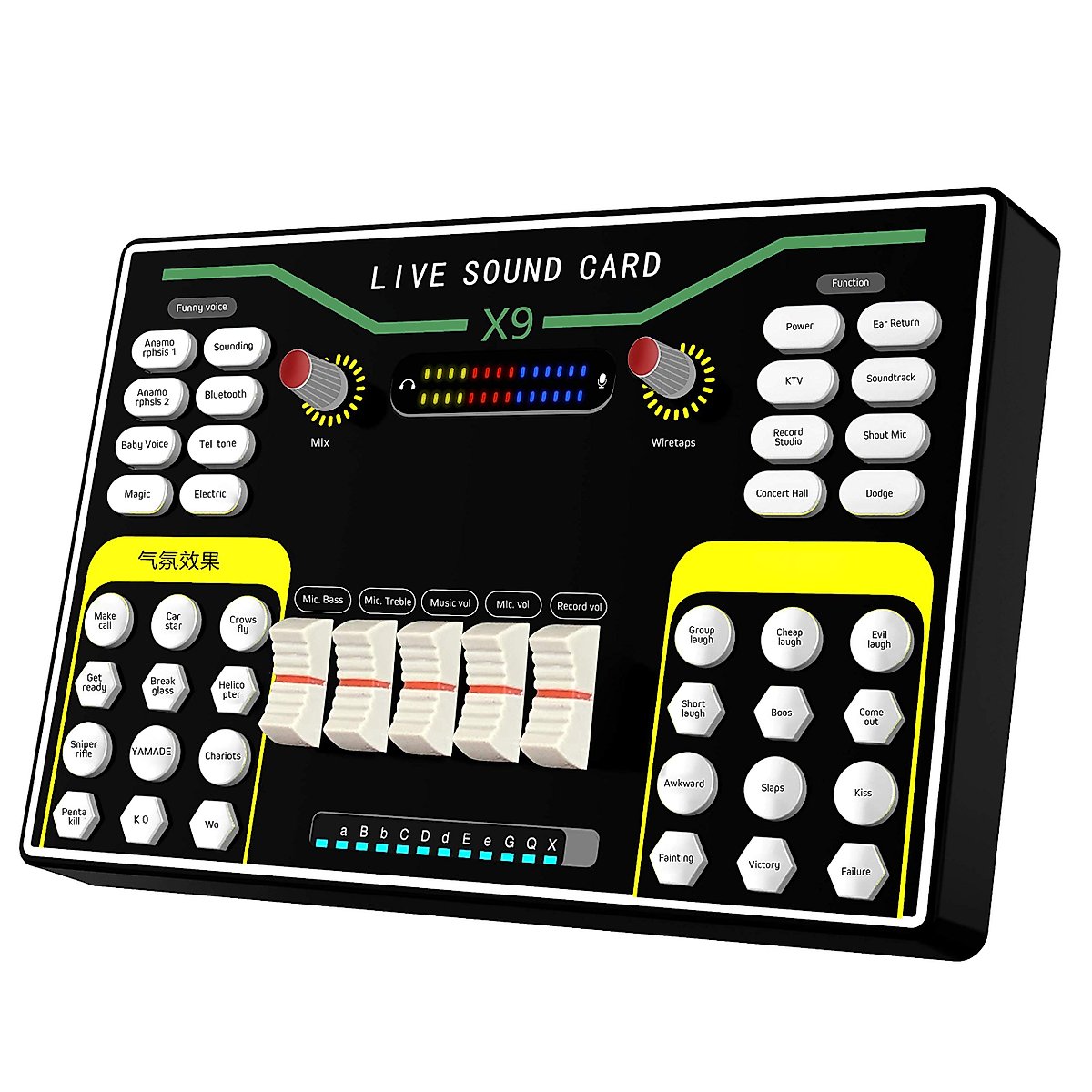 X9 Mini Audio Mixer Sound Card With Dsp Independent Reverb Chip, 48V Power Multiple Sound Effects For Live Streaming Studio Recording Karoke Singing For PC Or Mobile Phone…