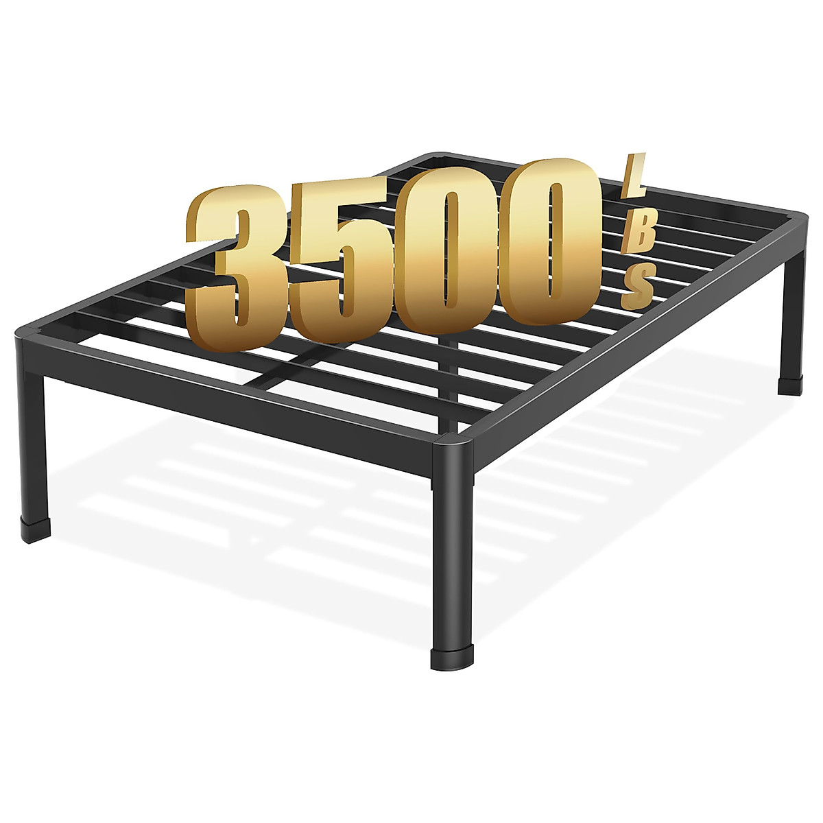 Yitong Angel Full Bed Frame with Round Corner Edge Legs, 18 Inch Heavy Duty Support 3500 lbs Metal Platform Bed Frame Full Size, No Box Spring Needed/Noise Free/Non-Slip/Steel Slat Support