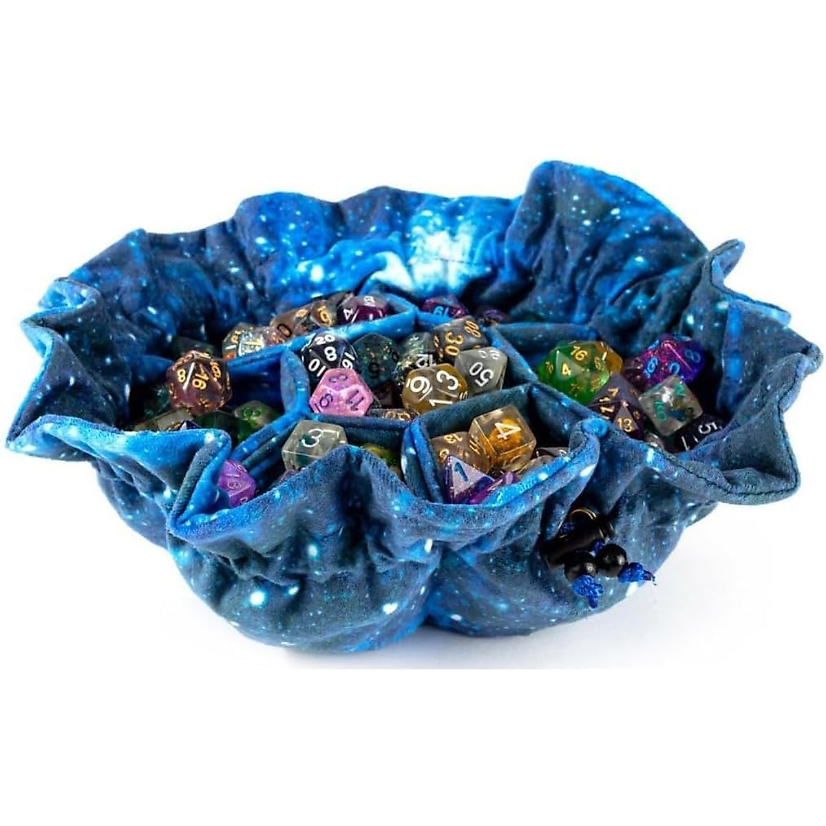 FanRoll Velvet Compartment Dice Bag with Pockets: Galaxy, Role Playing Game Dice Accessories for Dungeons and Dragons