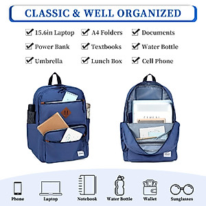 RAVUO School Backpack, Unisex Large Bookbag Water Resistant Lightweight Schoolbag Casual Daypack for High School/College/Teens/Travel/Work for Men Women Blue