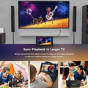 Wonnie 10.5inch Dual Portable DVD Player for Car, Headrest Kids CD Players with Two Headphones Built-in 5 Hours Rechargeable Battery, Support USB/SD/MMC,Regions Free,AV Out & in ( 1 Player+1 Monitor )