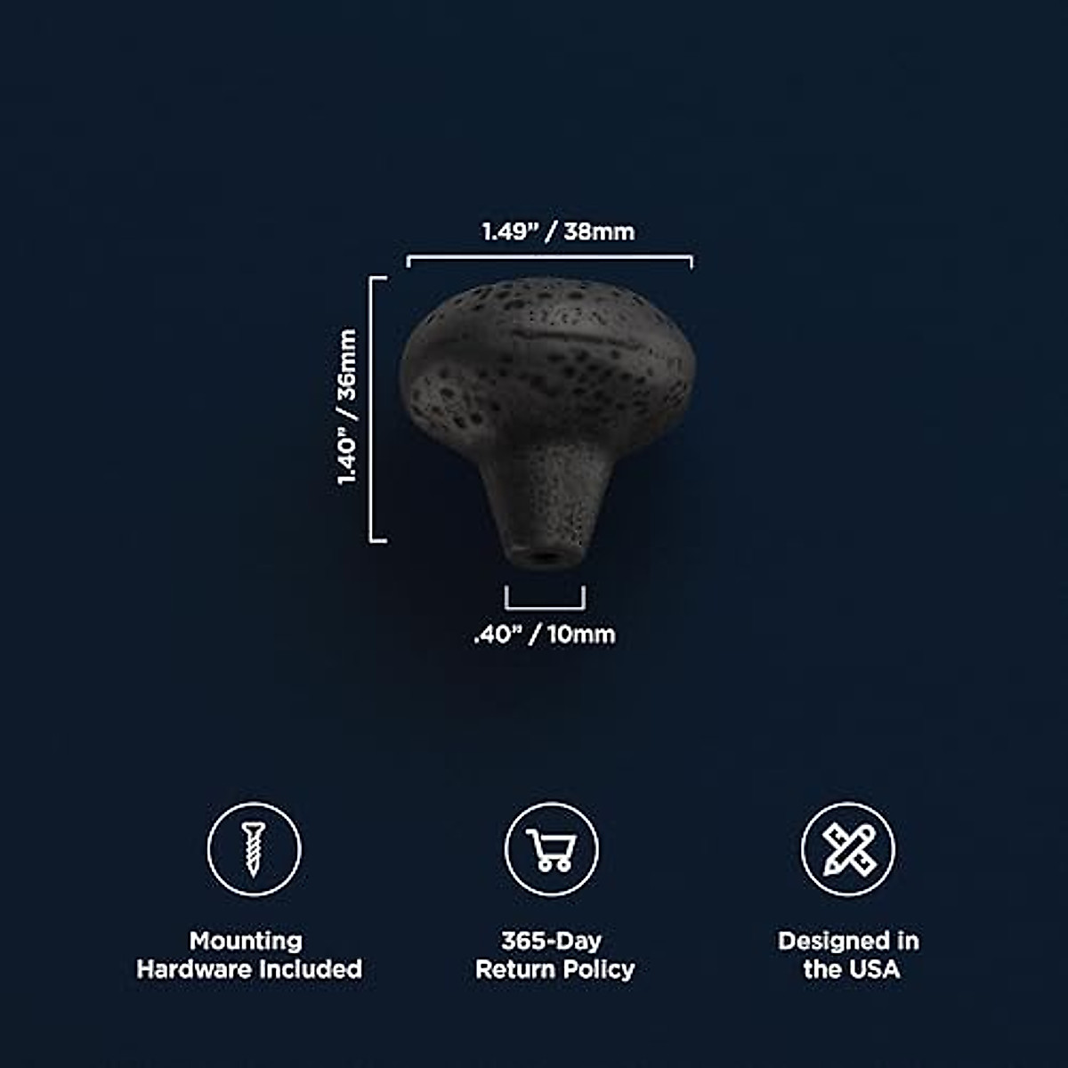 Hickory Hardware 1 Pack Solid Core Kitchen Cabinet Knobs, Luxury Cabinet and Dresser Knobs, Handle Pulls for Doors & Drawers, 1-1/2 Inch, Black Iron, Refined Rustic Collection