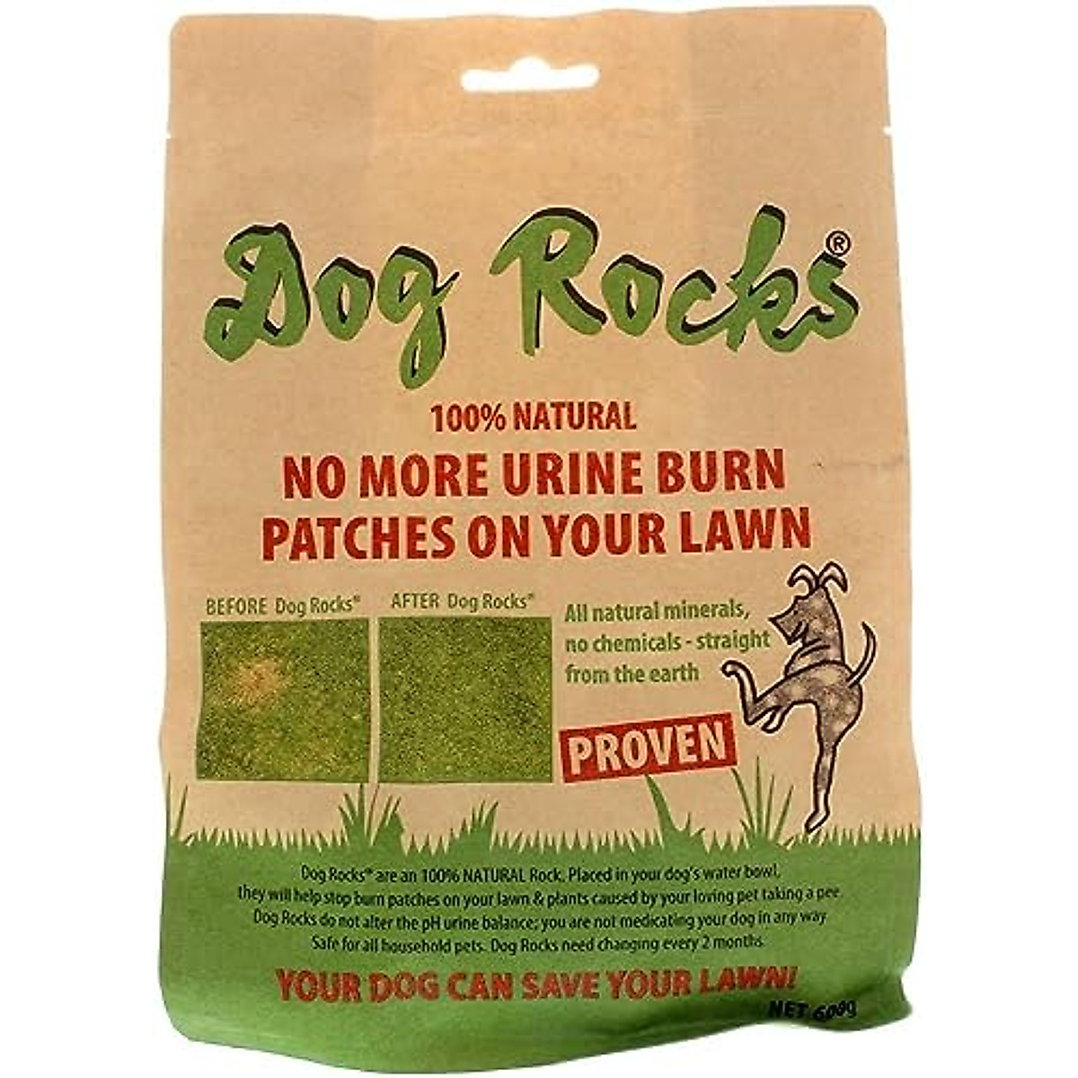 Dog Rocks - Prevent Grass Burn Spots by Urine - Save Your Lawn from Yellow Marks - 600g
