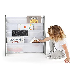 Humble Crew, Grey/White Kids Book Rack Storage Bookshelf, 4 Tiers