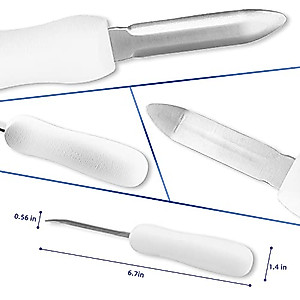 WENDOM Oyster Shucking Knife 4Pcs White Oyster Opener Stainless Steel Oyster Shucker New Haven Style with Non-slip Handle for Kitchen Seafood Tools